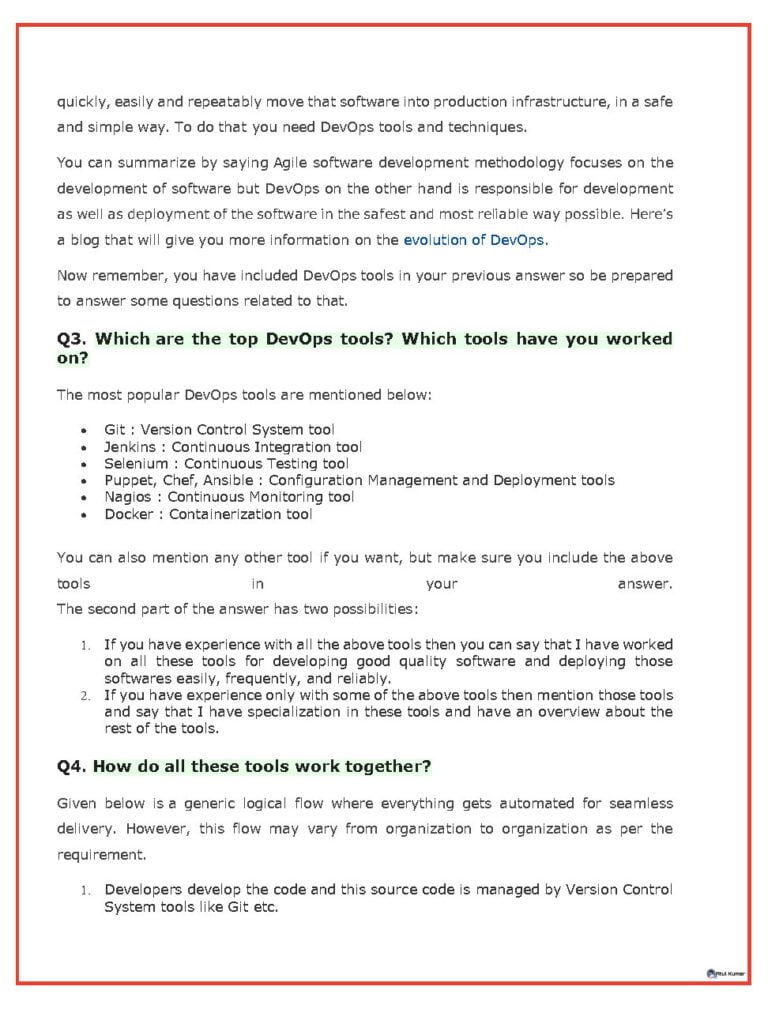 DevOps Interview Questions and Answers PDF - Connect 4 Techs