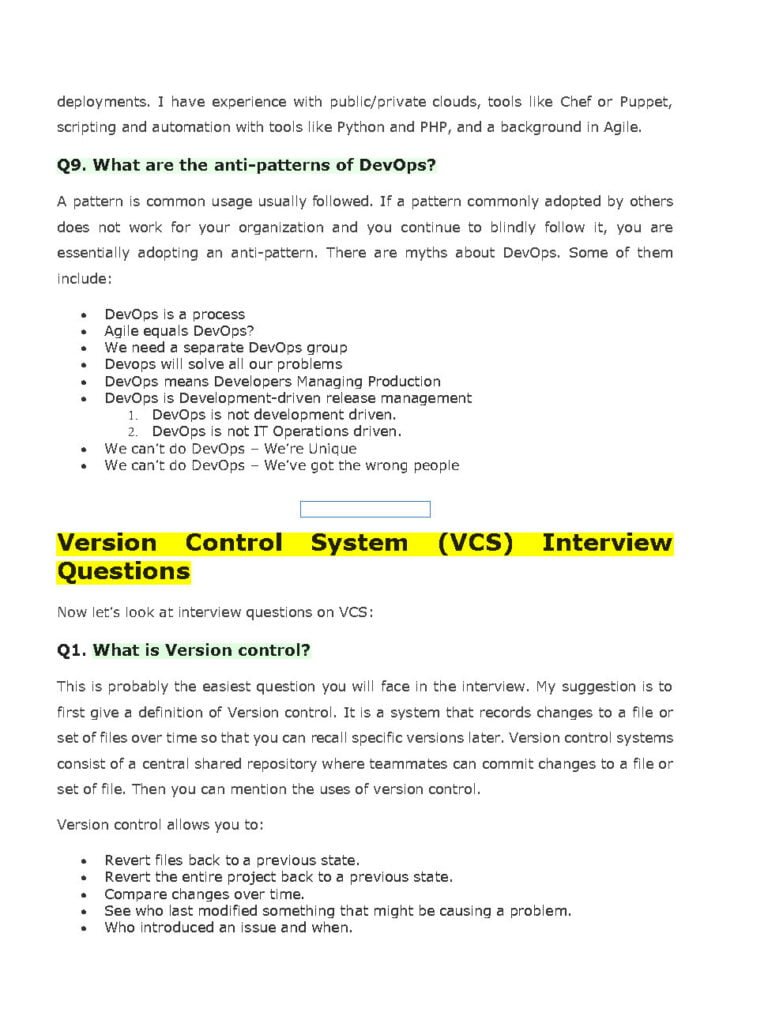 DevOps Interview Questions and Answers PDF - Connect 4 Techs