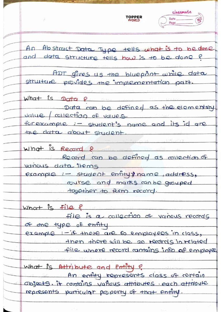 DSA Handwritten Notes PDF - Connect 4 Techs