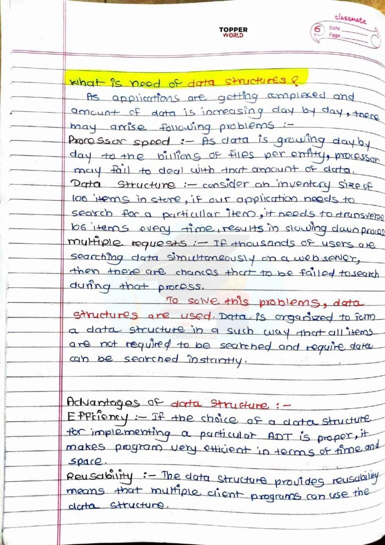DSA Handwritten Notes PDF - Connect 4 Techs