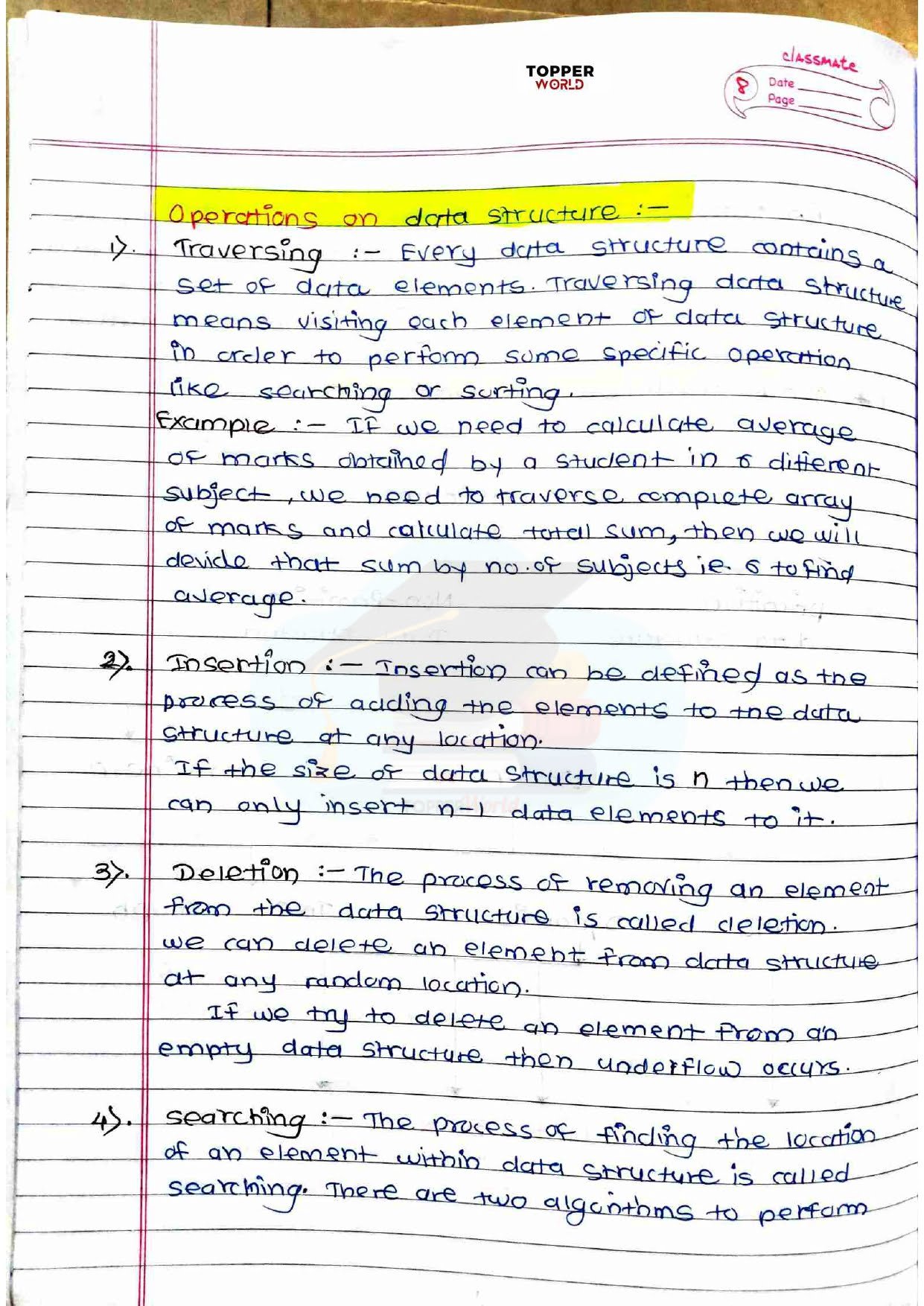 DSA Handwritten Notes PDF - Connect 4 Techs